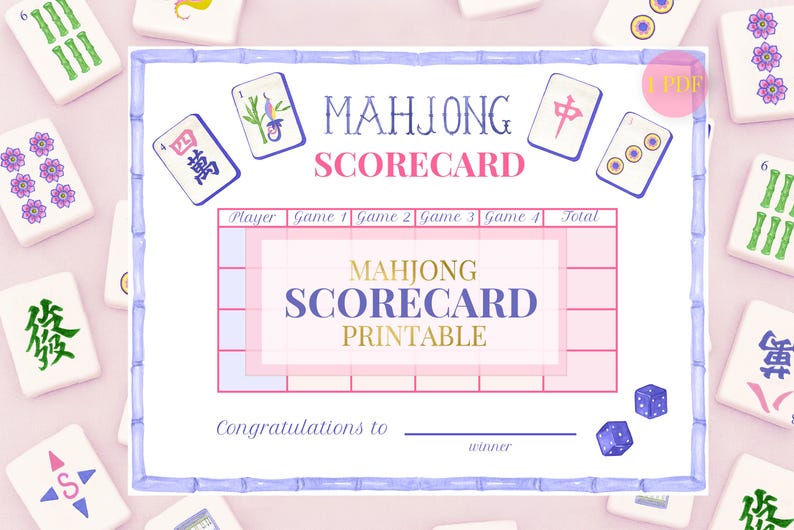 Mahjong Scorecard Printable | American Mahjong Beginner Cheat Sheet ...
