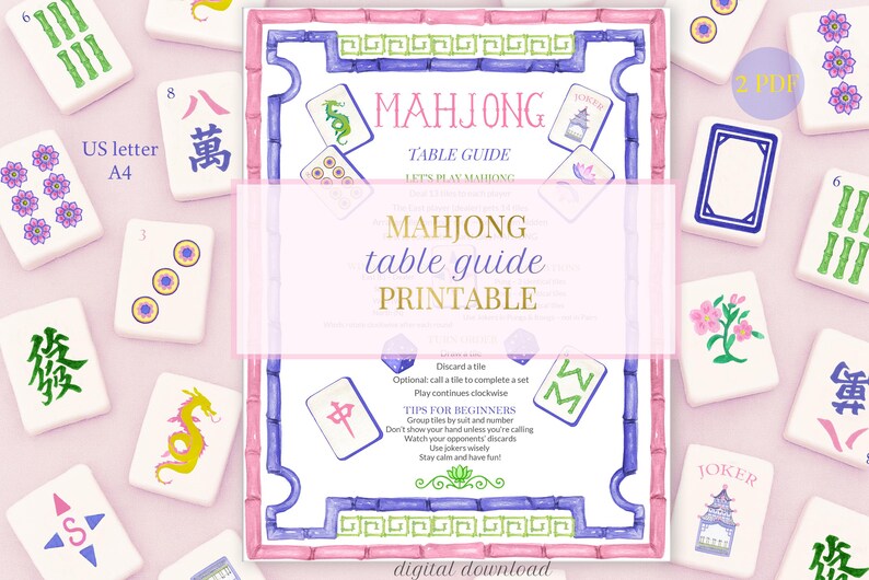 Mahjong Table Guide: Chinoiserie Beginner Cheat Sheet (PDF Downloadable ...