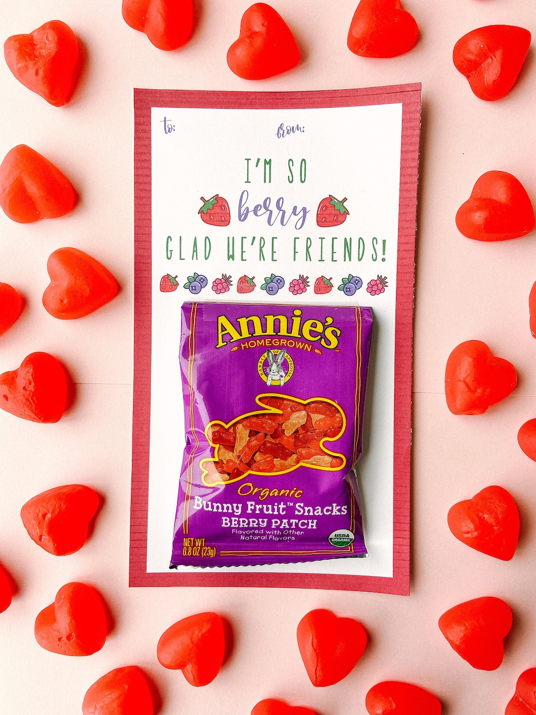 Printable DIY Valentines Berry Glad We're Friends - Etsy