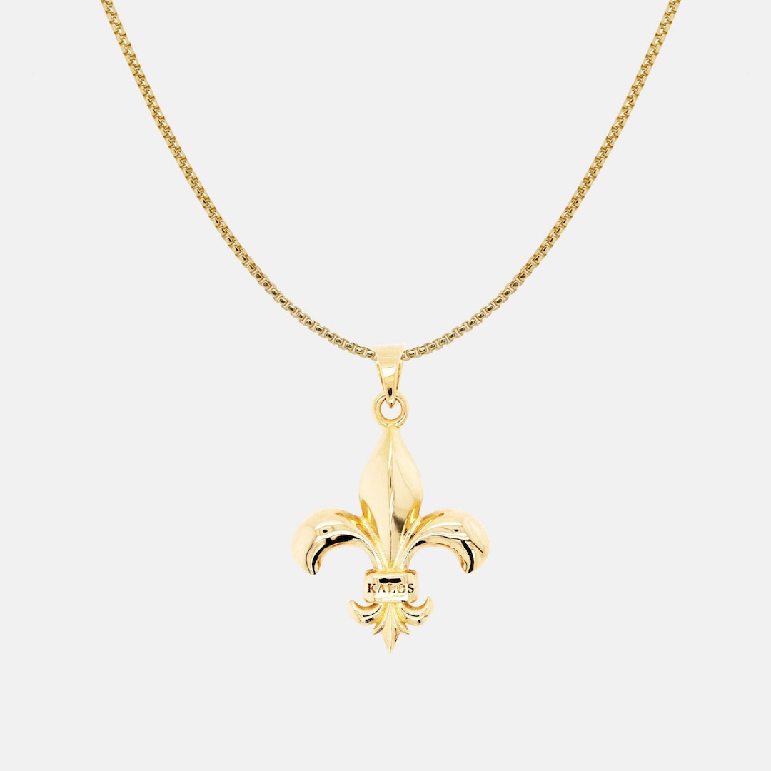 Fleur De Lys regalia Necklace, Gold-plated Silver Pendant, French ...