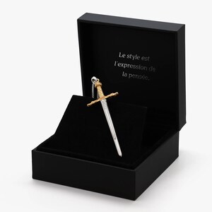 Collier "Joyeuse" épée des rois de France pendentif argent plaqué or ...