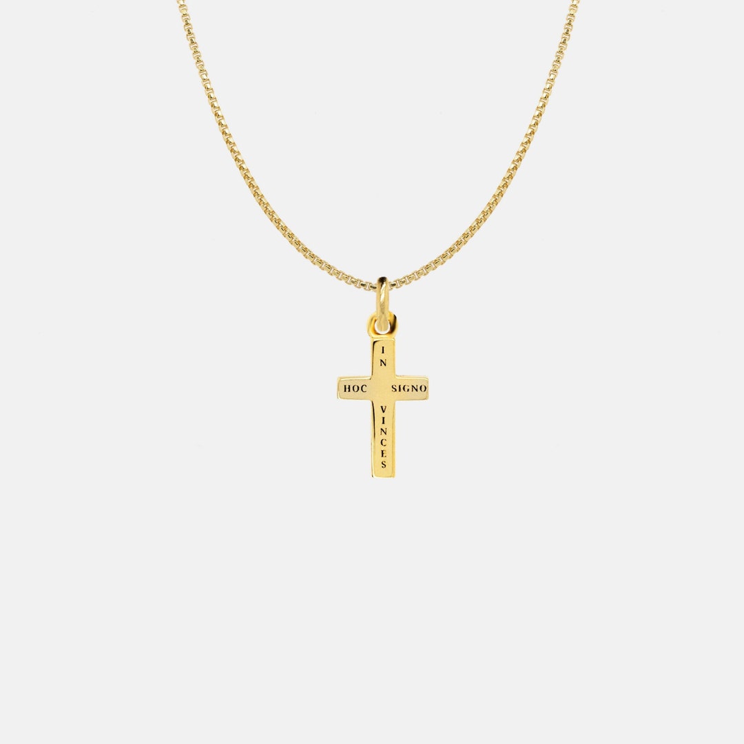 Fides Cross Necklace, Small Christian Cross for Men, Gold-plated Silver ...
