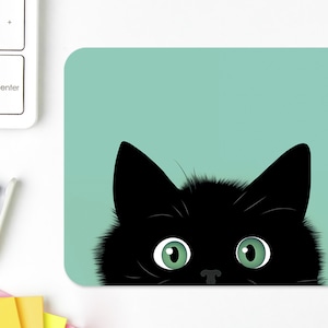 Cute Black Cat Soft Polyester Mouse Pad, Premium Printing, Long-lasting ...