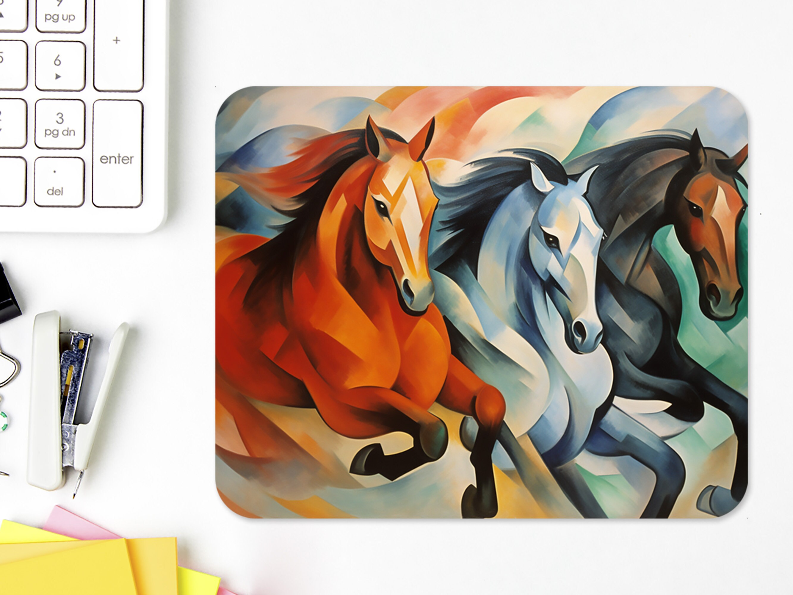 Painting of Running HORSES MOUSEPAD, Horses Soft Polyester Mouse Pad ...