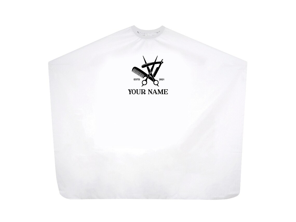Hair Salon & Barber Cape With Pre-designed Logo. Customizable Text for ...