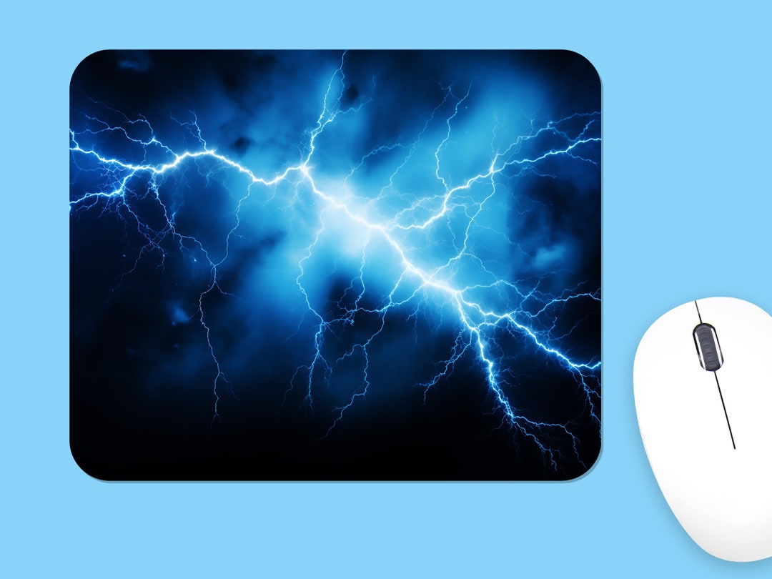 BLUE LIGHTNING Soft Polyester Mouse Pad, Premium Printing, Long-lasting ...