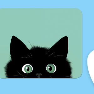 Cute Black Cat Soft Polyester Mouse Pad, Premium Printing, Long-lasting ...