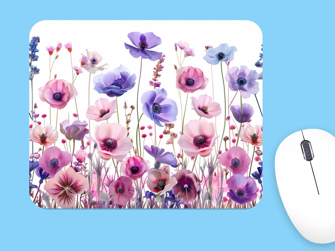 Purple Pink Natural Wild Flowers MOUSE PAD, Soft Polyester Mouse Pad ...