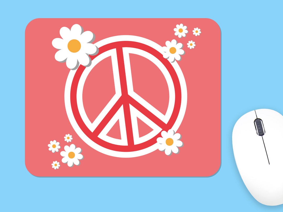Peace Sign Mouse Pad | Groovy Floral Office Decor - Etsy