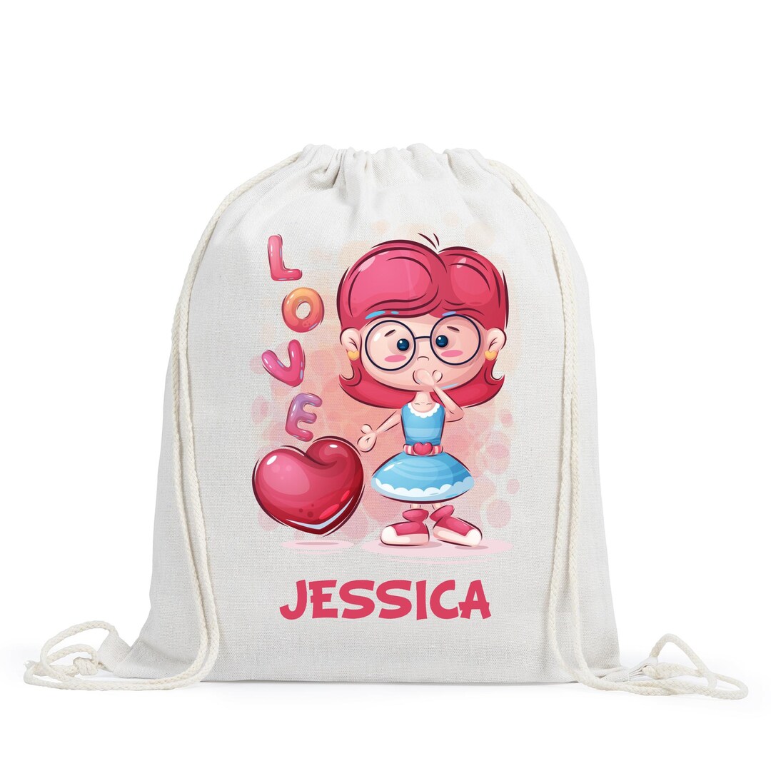 Personalized Girls Drawstring Bag, Kids School Bag, Personalized Gym ...