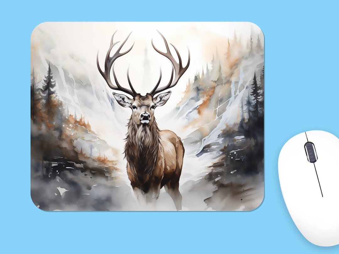 Painted Deer Mouse Pad, Mountain Scene, Soft Polyester - Etsy