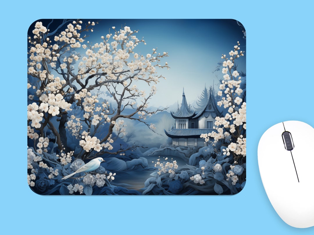 Blue Chinese Landscape Mouse Pad, Soft Polyester, Office Gift - Etsy