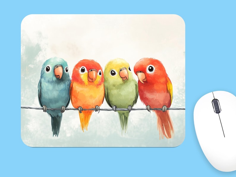 Colorful Cute Parrots MOUSE PAD, Soft Polyester Mousepad, Premium ...