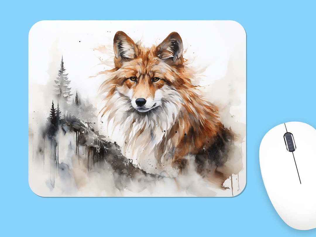 Ink Painting FOX MOUSE PAD Soft Polyester Mouse Pad, Premium Printing ...