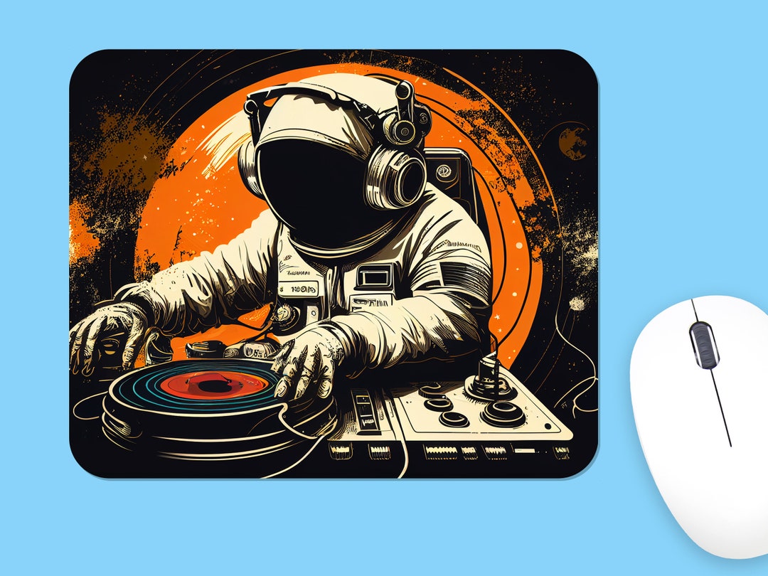 DJ astronauta MOUSEPAD, mouse pad de poliéster macio, impressão premium ...