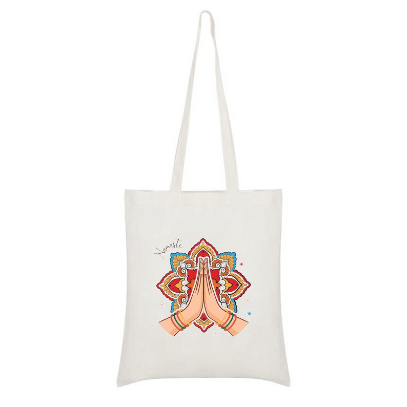 Namaste Tote Bag – Indian Mandala Design, Yoga Lover Gift, Cultural ...