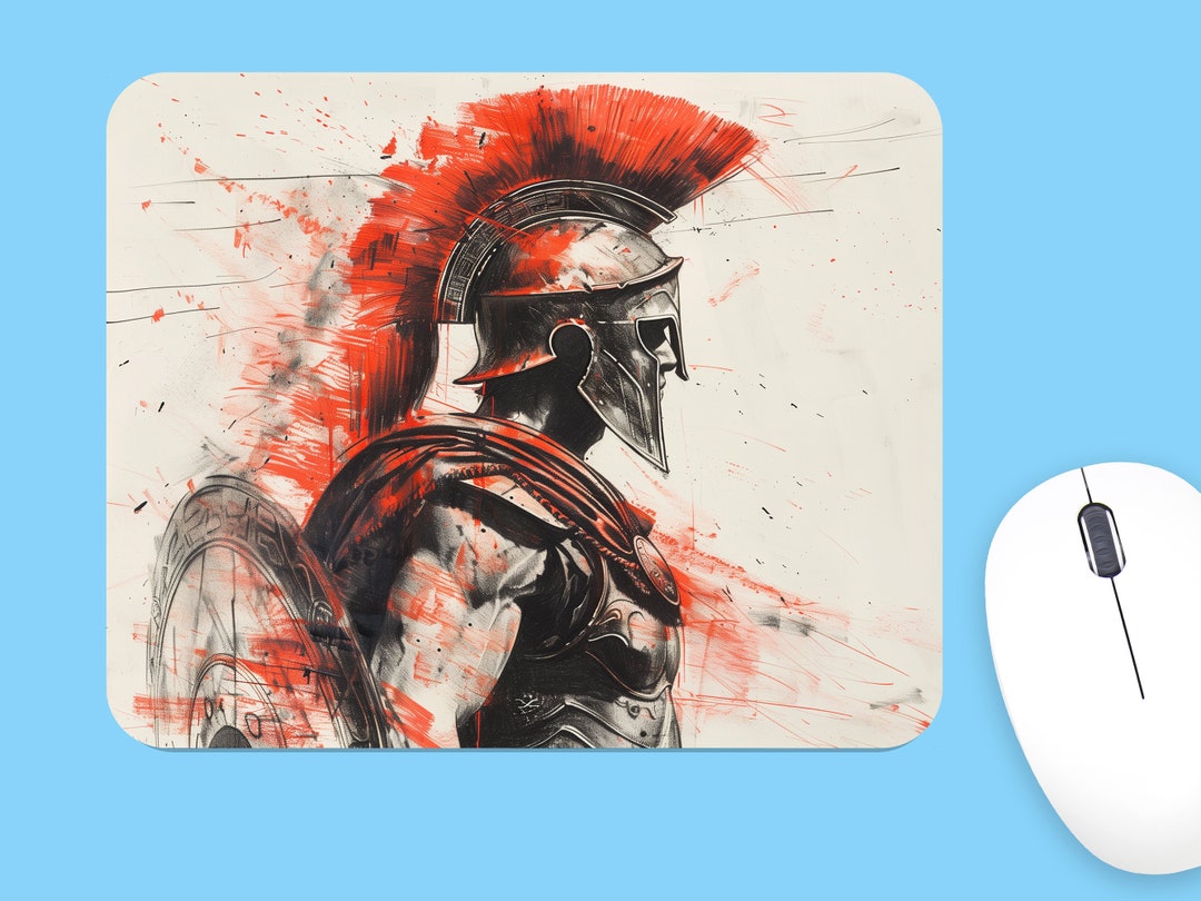 SPARTAN Warrior Drawing MOUSE PAD Soft Polyester, Premium Printing ...