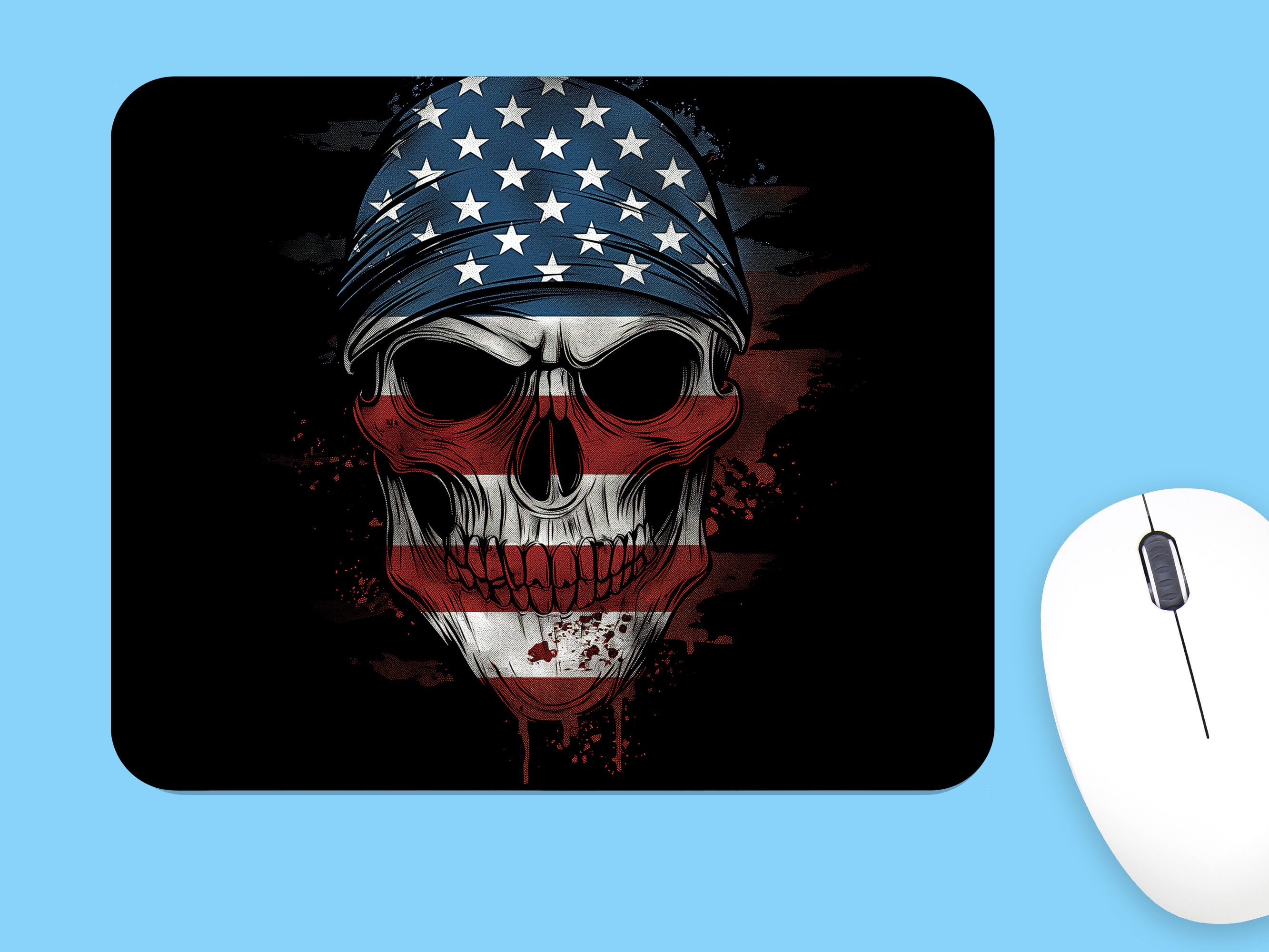 US Flag Skull Military MOUSEPAD Soft Polyester Mouse Pad, Premium ...
