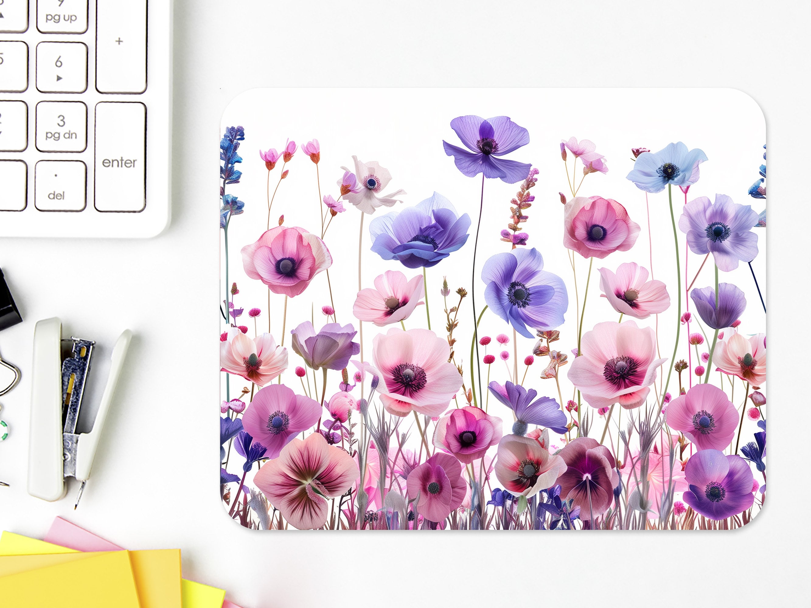 Purple Pink Natural Wild Flowers MOUSE PAD, Soft Polyester Mouse Pad ...