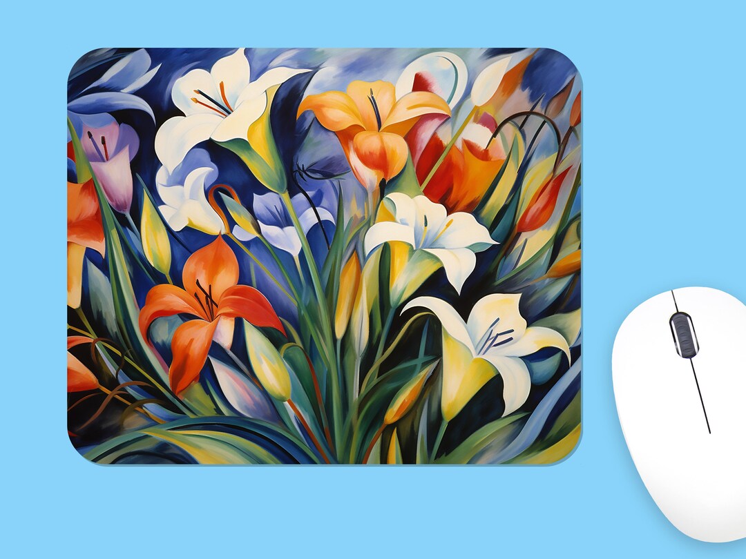 Painted Colorful FLOWERS MOUSE PAD, Soft Polyester Mouse Pad, Premium ...