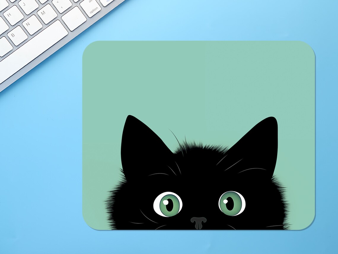 Cute Black Cat Soft Polyester Mouse Pad, Premium Printing, Long-lasting ...