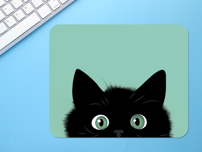 Cute Black Cat Soft Polyester Mouse Pad, Premium Printing, Long-lasting ...