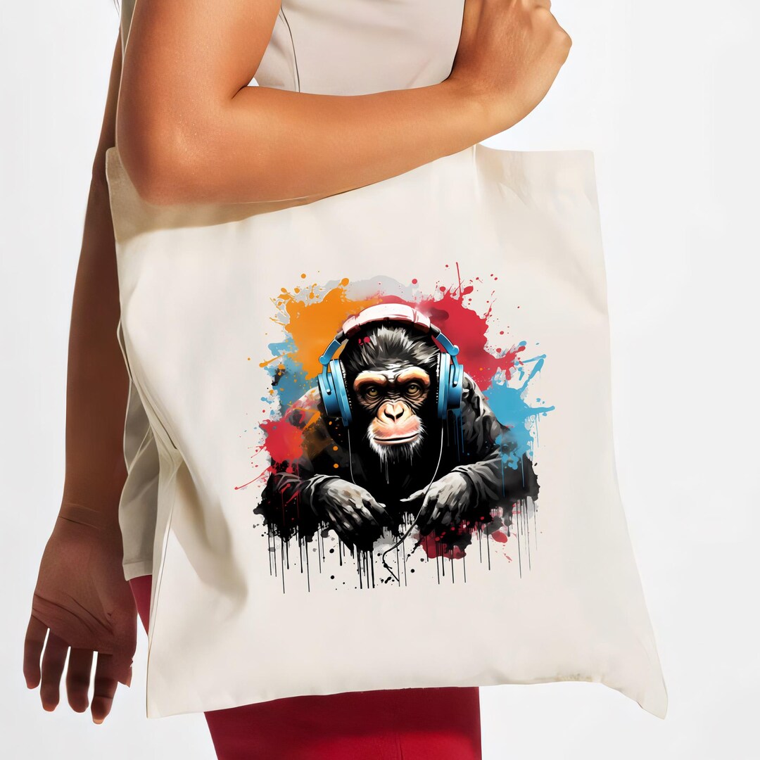 DJ Monkey Tote Bag, Monkey Tote Bag, Gift for Women Totes, Birthday ...