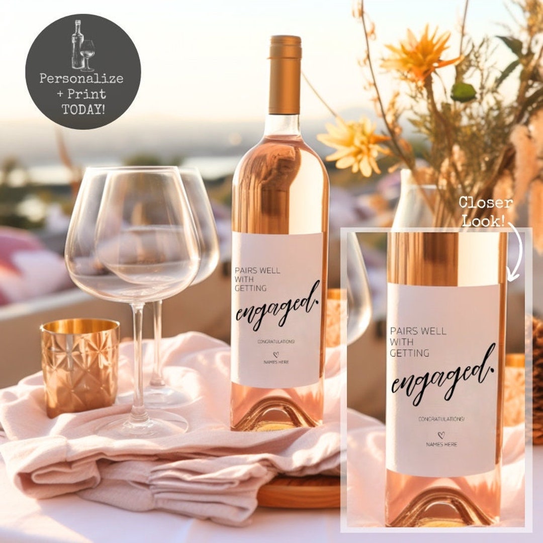 Engagement Gift Wine Template, Printable Wedding Labels, Wine Label ...