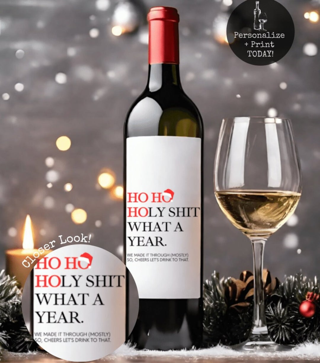 Christmas Gift, Christmas Wine Label Template, Holiday Wine Label ...