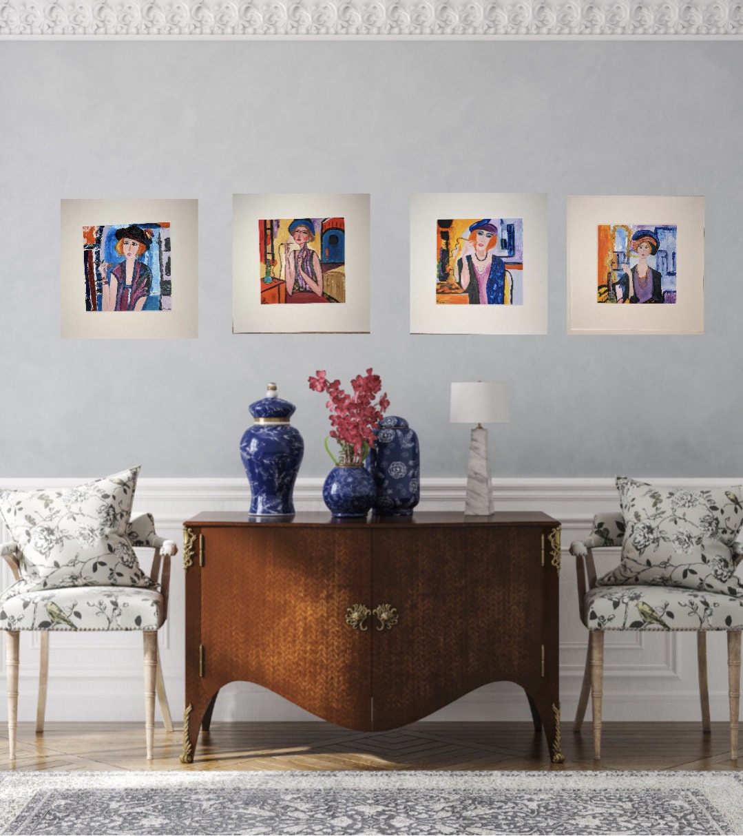 Oil Painting in Pasparto and Frame Decorated With Glass. - Etsy