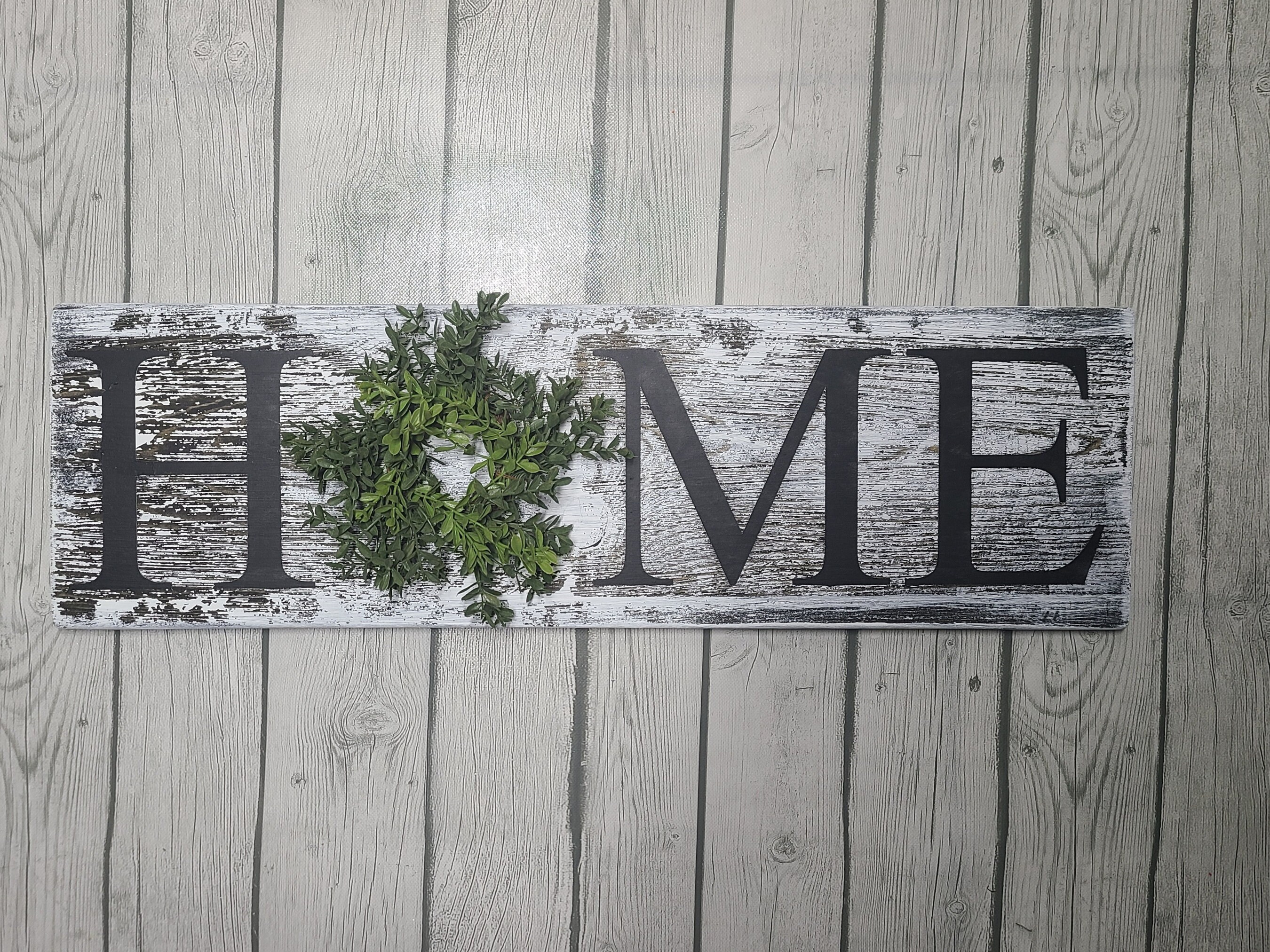 Modern Farmhouse Home Sign With Greenery Greenery Decor Wreath Sign ...