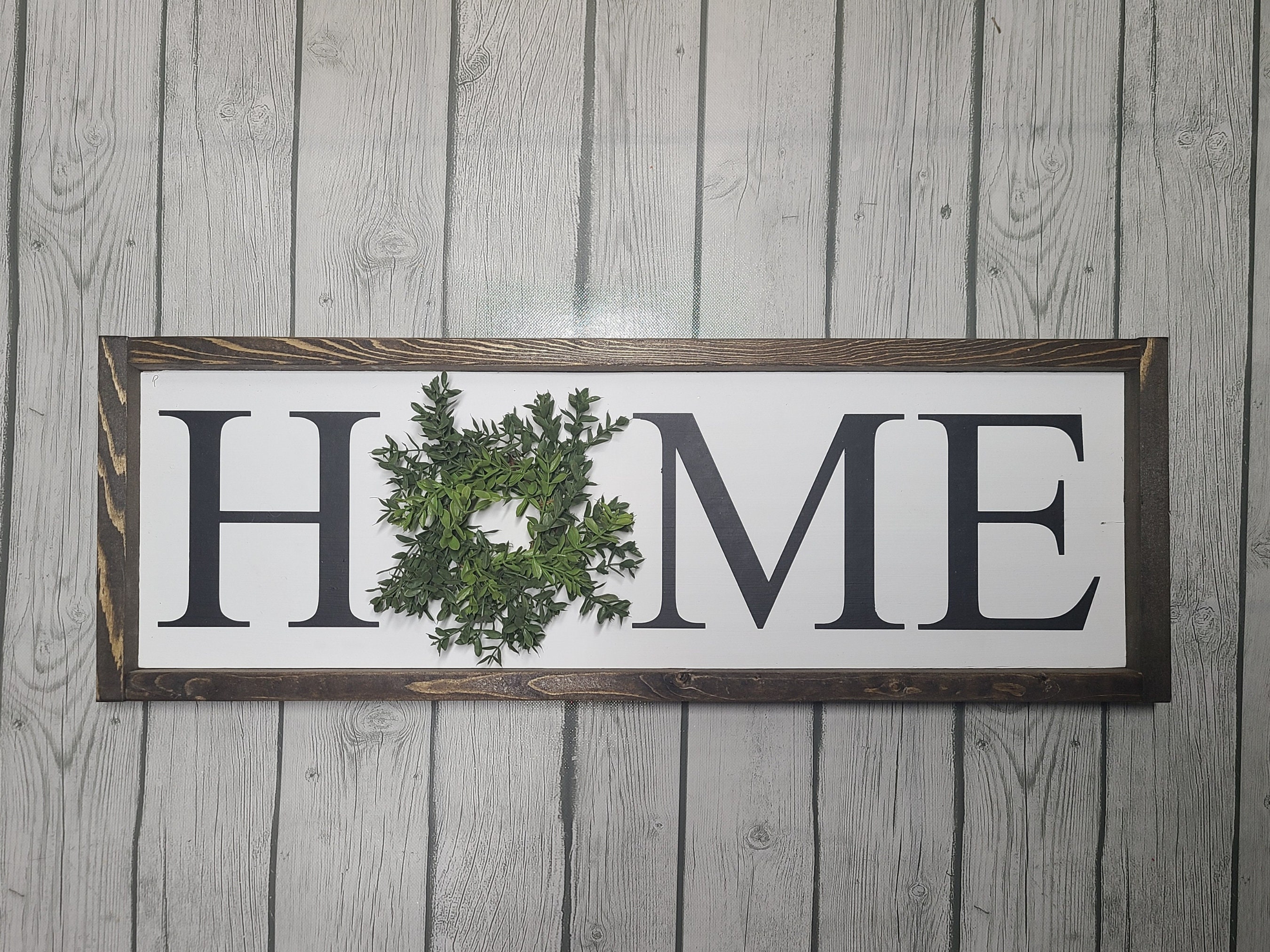 Modern Farmhouse Home Sign With Greenery Greenery Decor Wreath Sign ...