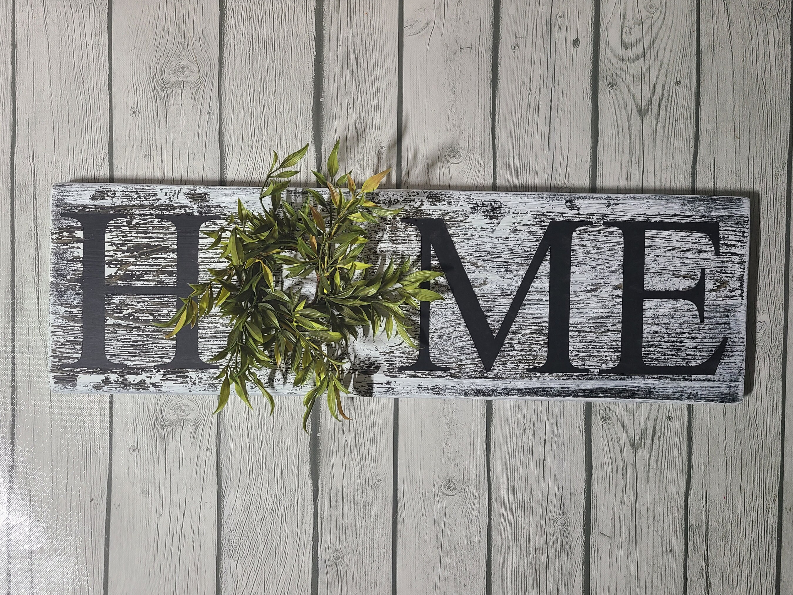 Modern Farmhouse Home Sign With Greenery | Greenery Decor | Wreath Sign ...