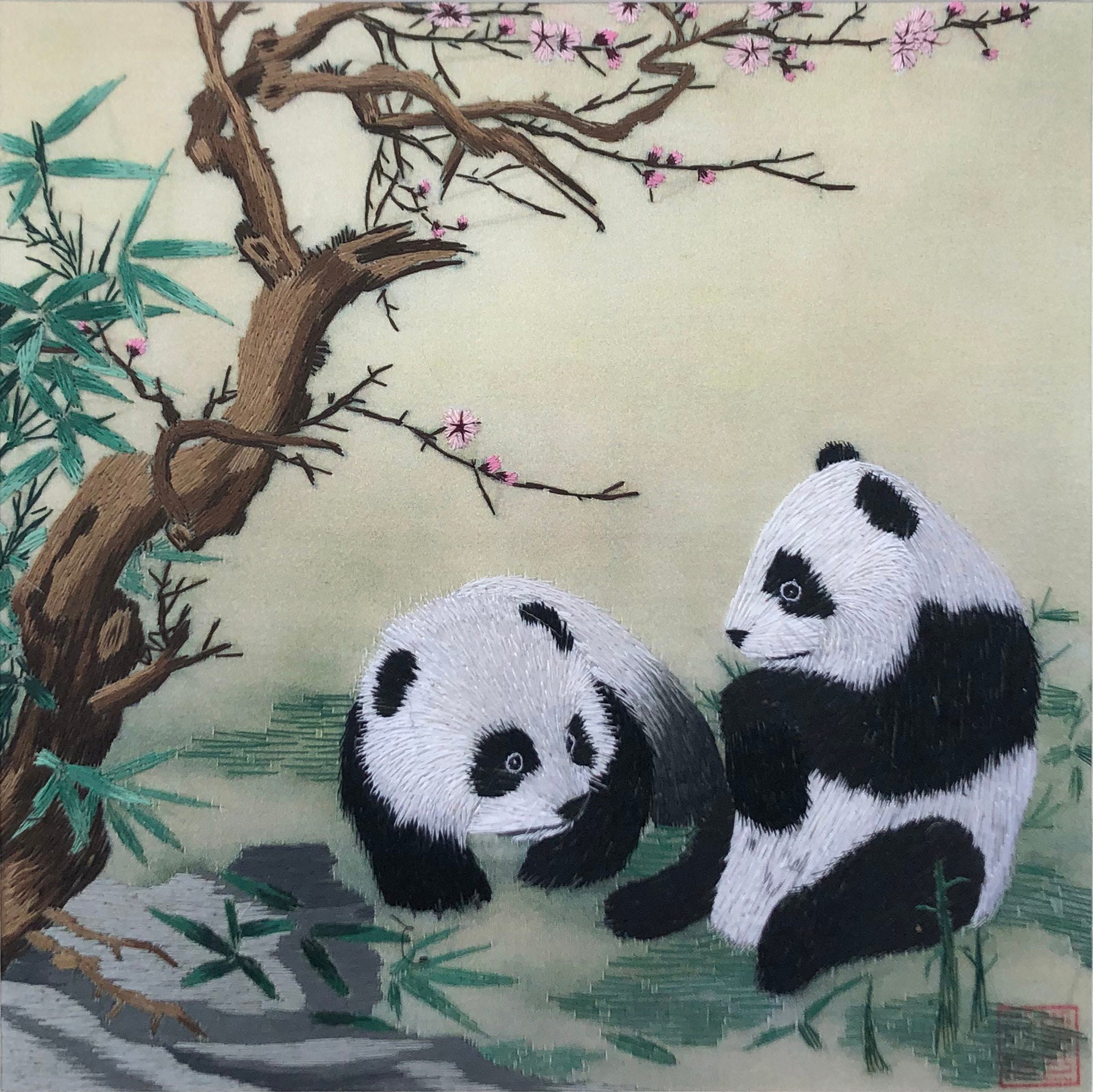 King Silk Art Handmade Embroidery Wildlife Animals Panda Bears - Etsy