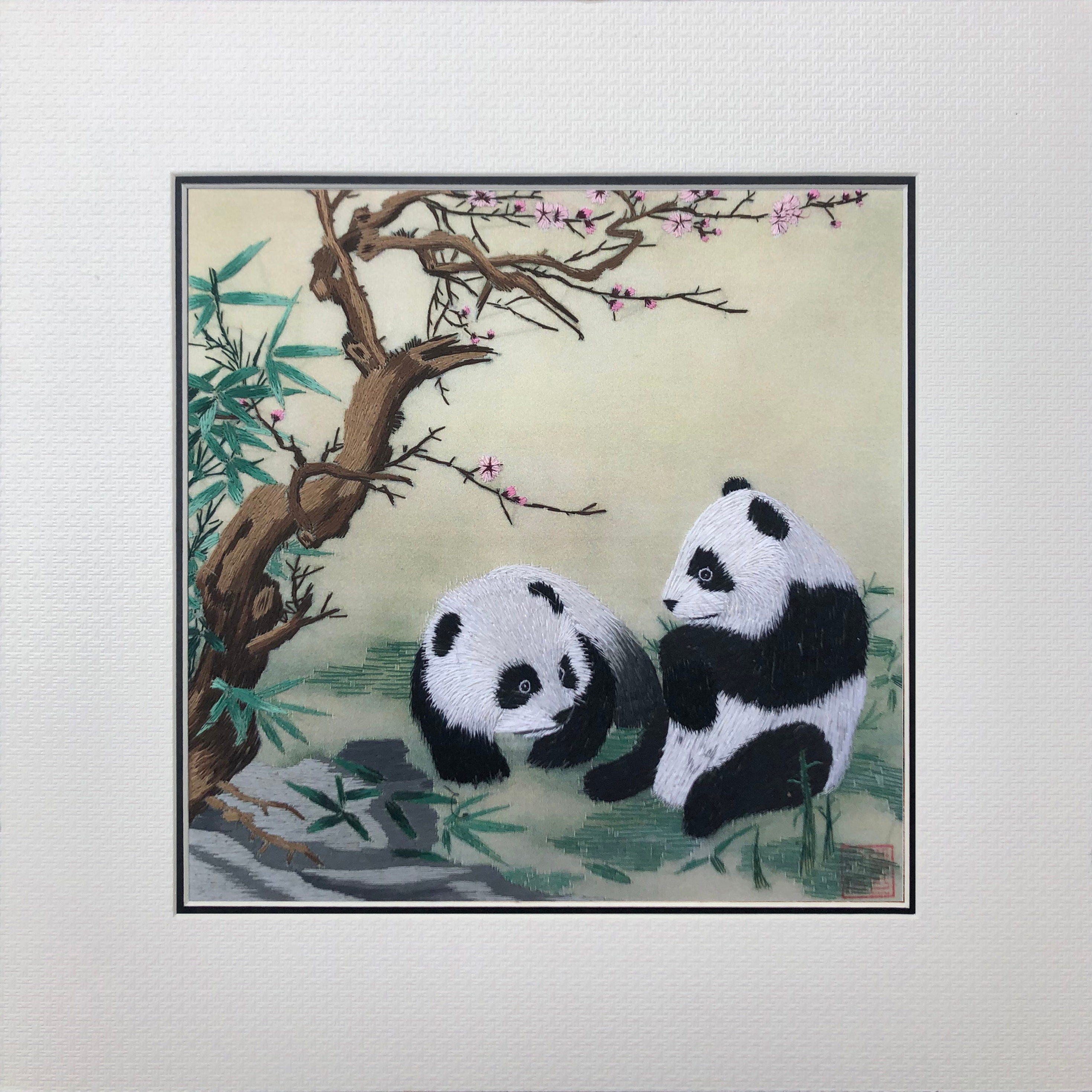 King Silk Art Handmade Embroidery Wildlife Animals Panda Bears - Etsy