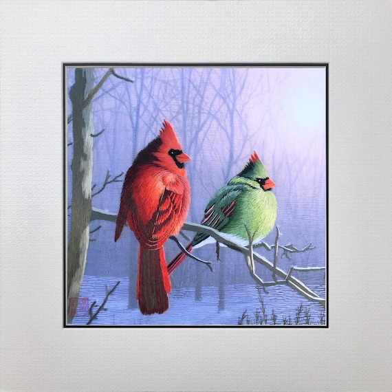 King Silk Art Handmade Embroidery Wildlife Birds Cardinals - Etsy