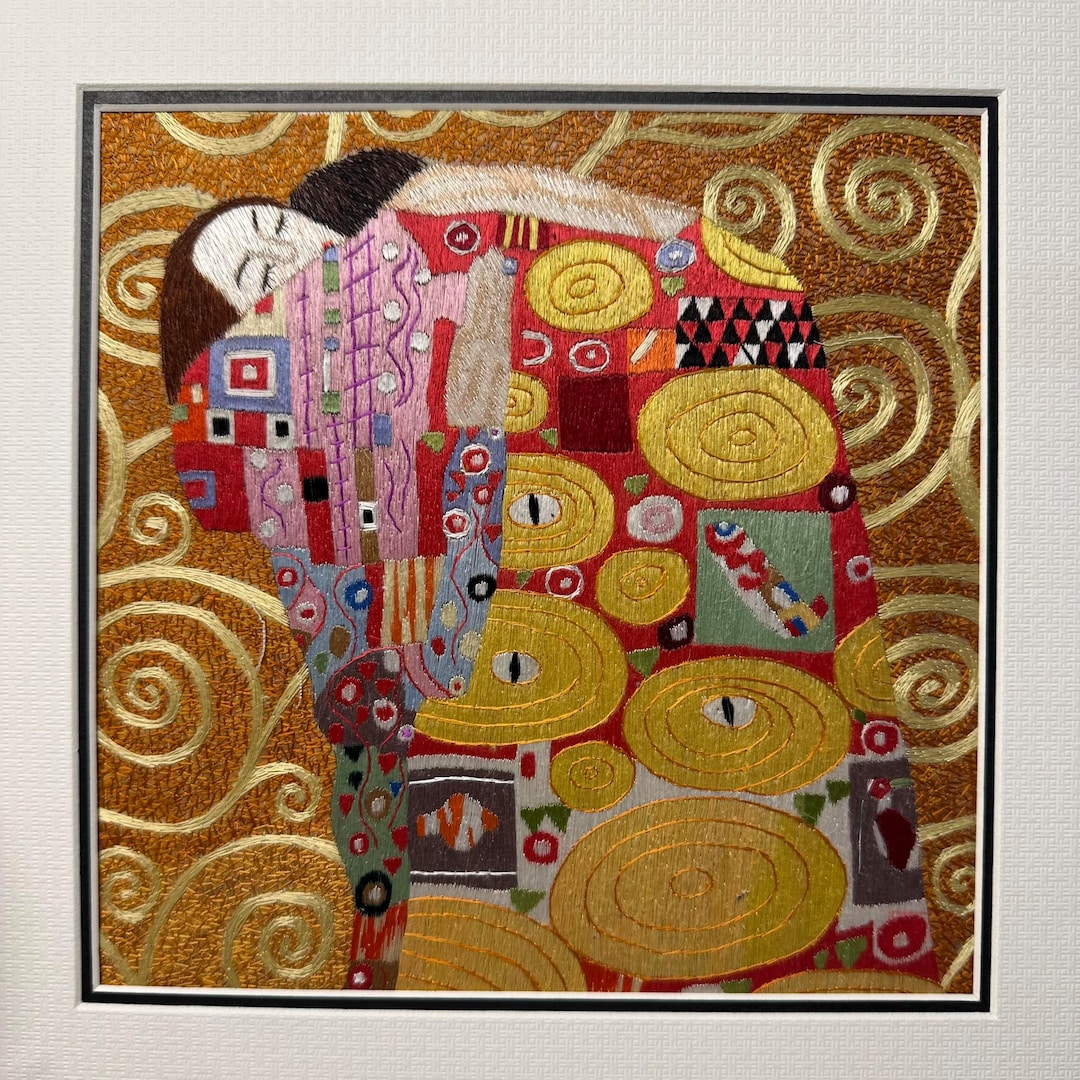 Museum Collection King Silk Art Handmade Embroidery Klimt the Kiss ...