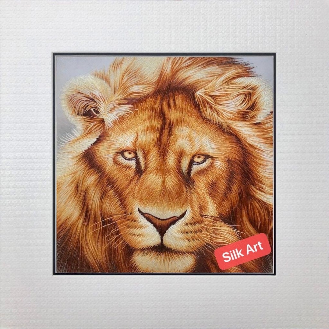 King Silk Art Handmade Embroidery Wildlife Animals Africa Lion 34150 - Etsy