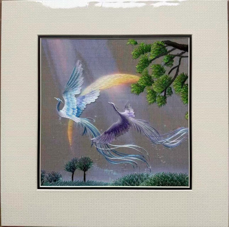 King Silk Art Handmade Embroidery Wildlife Birds Pheonix 31512 - Etsy