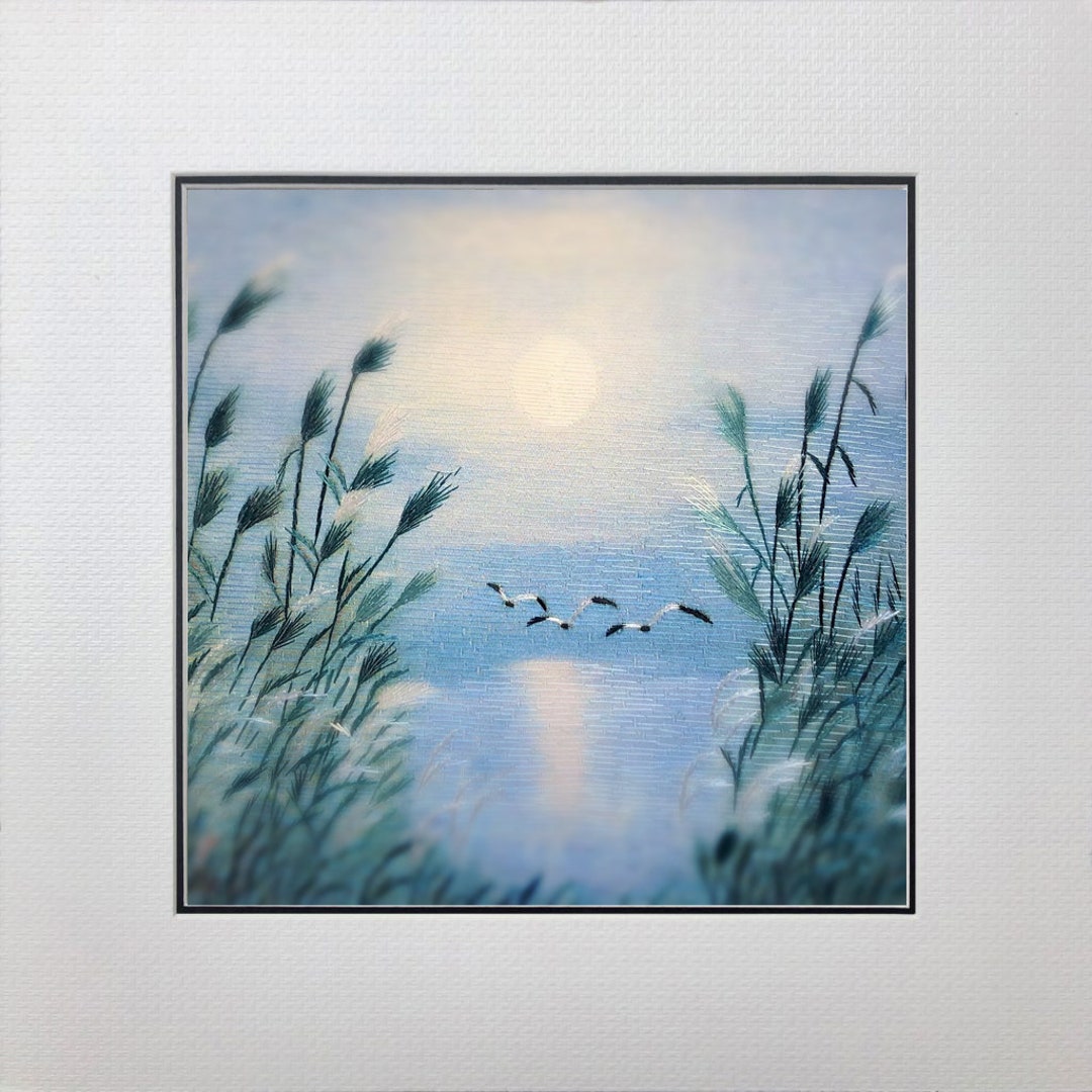King Silk Art Handmade Embroidery Landscape Blue Reed 37108 - Etsy