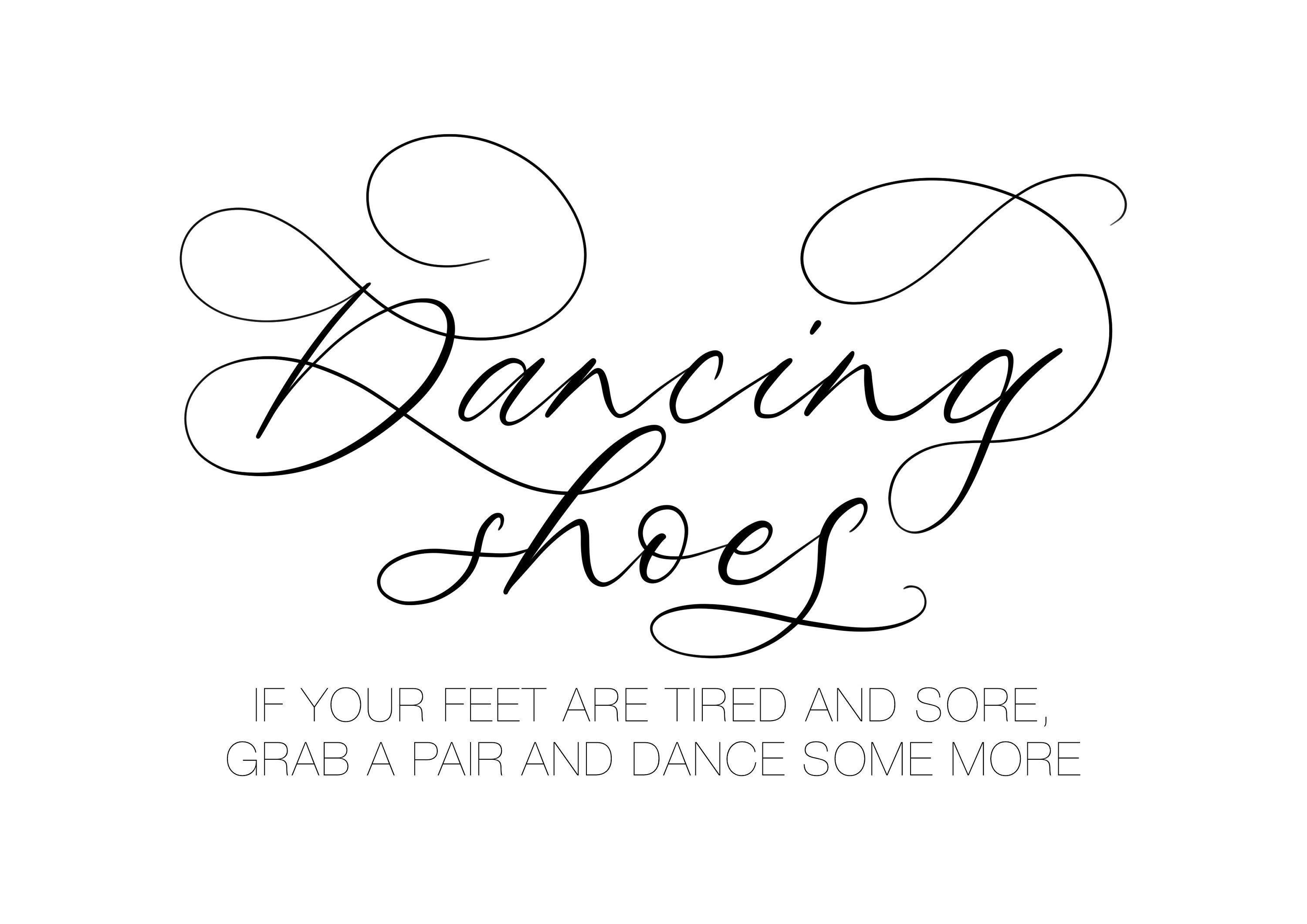 Dancing Shoes Calligraphy PDF File for Personal Use to Print. Wedding ...