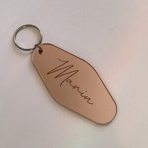 Personalized Keychain Custom Name Mirror Keychain Retro Motel Keychain ...