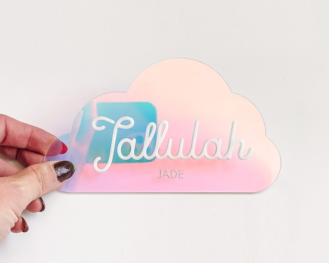 Cloud Baby Name Sign Iridescent Personalized Sign Modern Name Sign Cloud Baby Name Sign Iridescent Personalized Sign Modern Name Sign