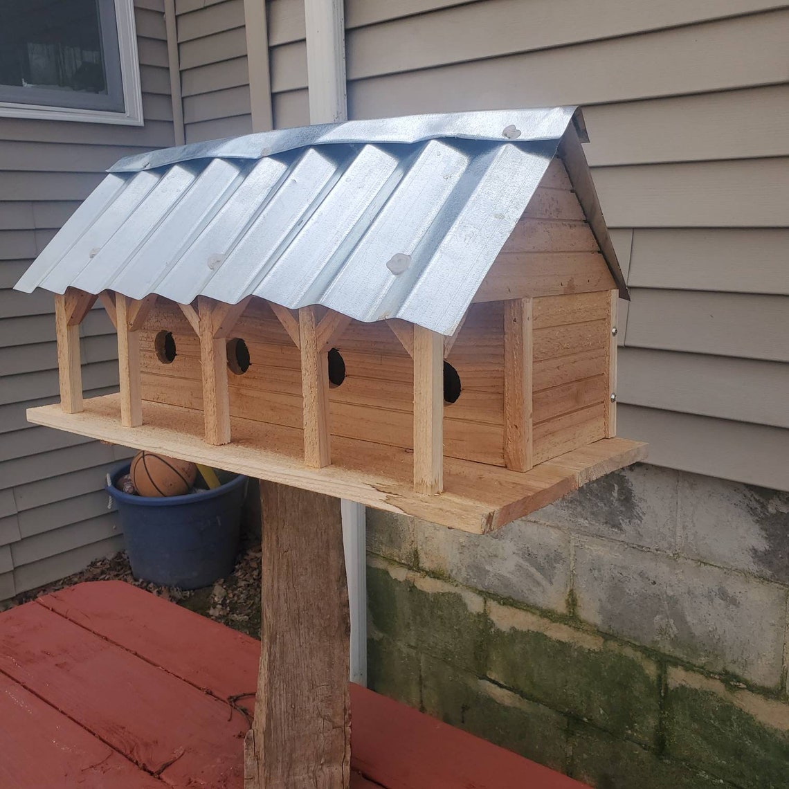 Birdhouse Large Four Bed Farmhouse Purple Martin Home Cabin Nest Bird ...