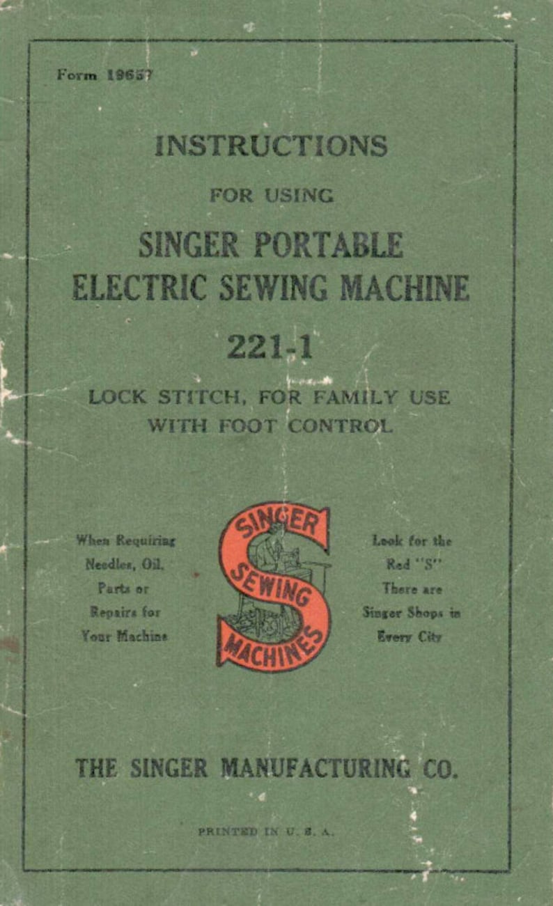 SINGER 221-1 Featherweight. Digital Manual - Etsy