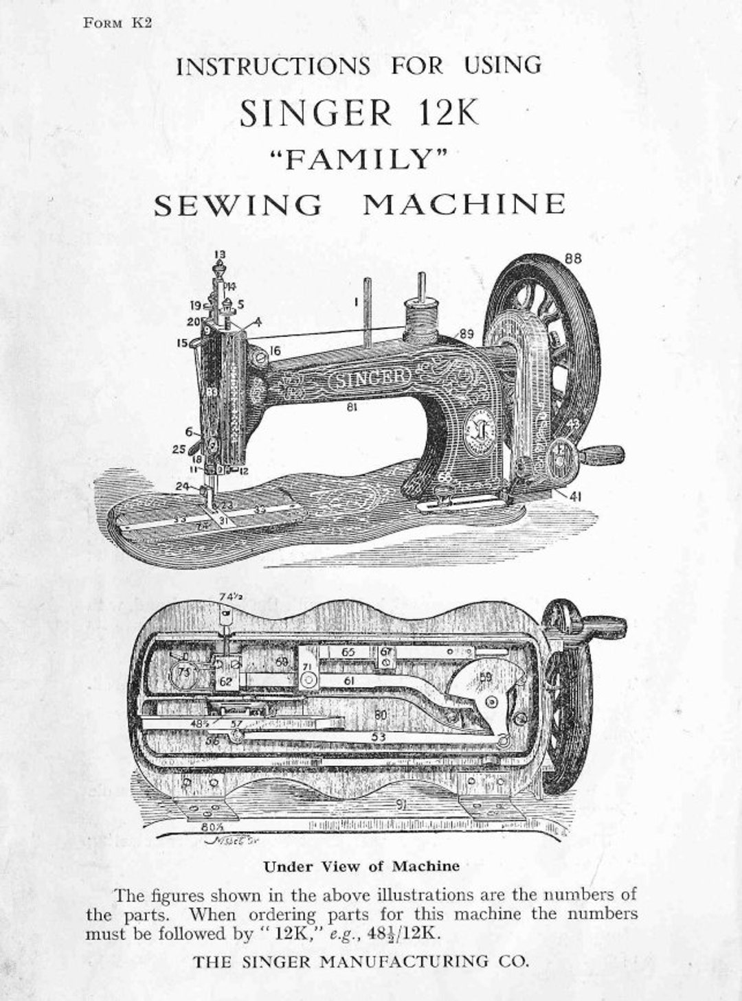 Singer 12K Family Sewing Machine Operating Instructions Digital Manual ...