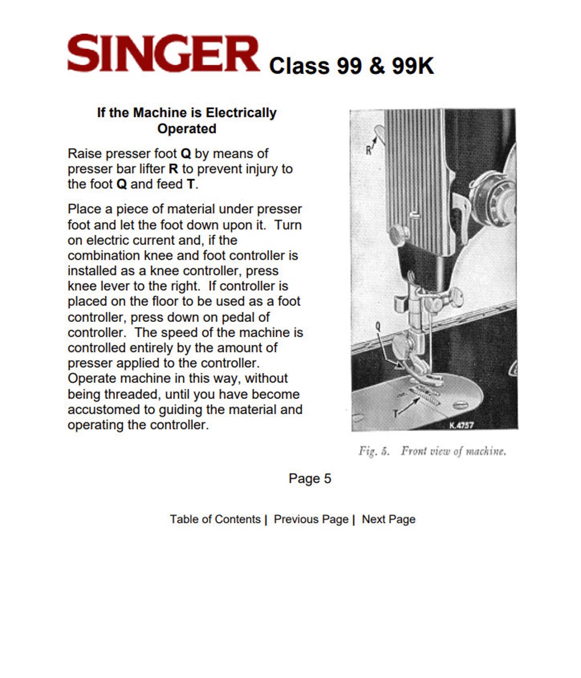 Singer Class 99 and 99K Sewing Machine Digital Manual. PDF Download - Etsy