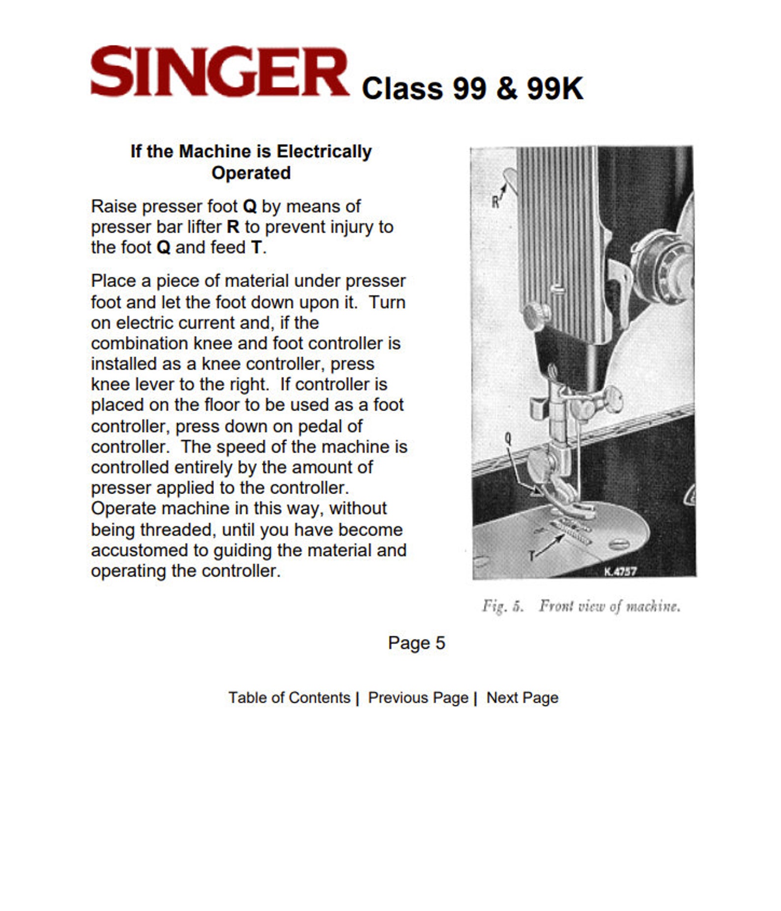 Singer Class 99 and 99K Sewing Machine Digital Manual. PDF Download - Etsy
