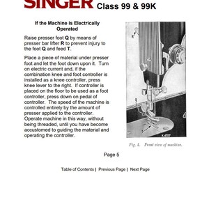 Singer Class 99 and 99K Sewing Machine Digital Manual. PDF Download - Etsy