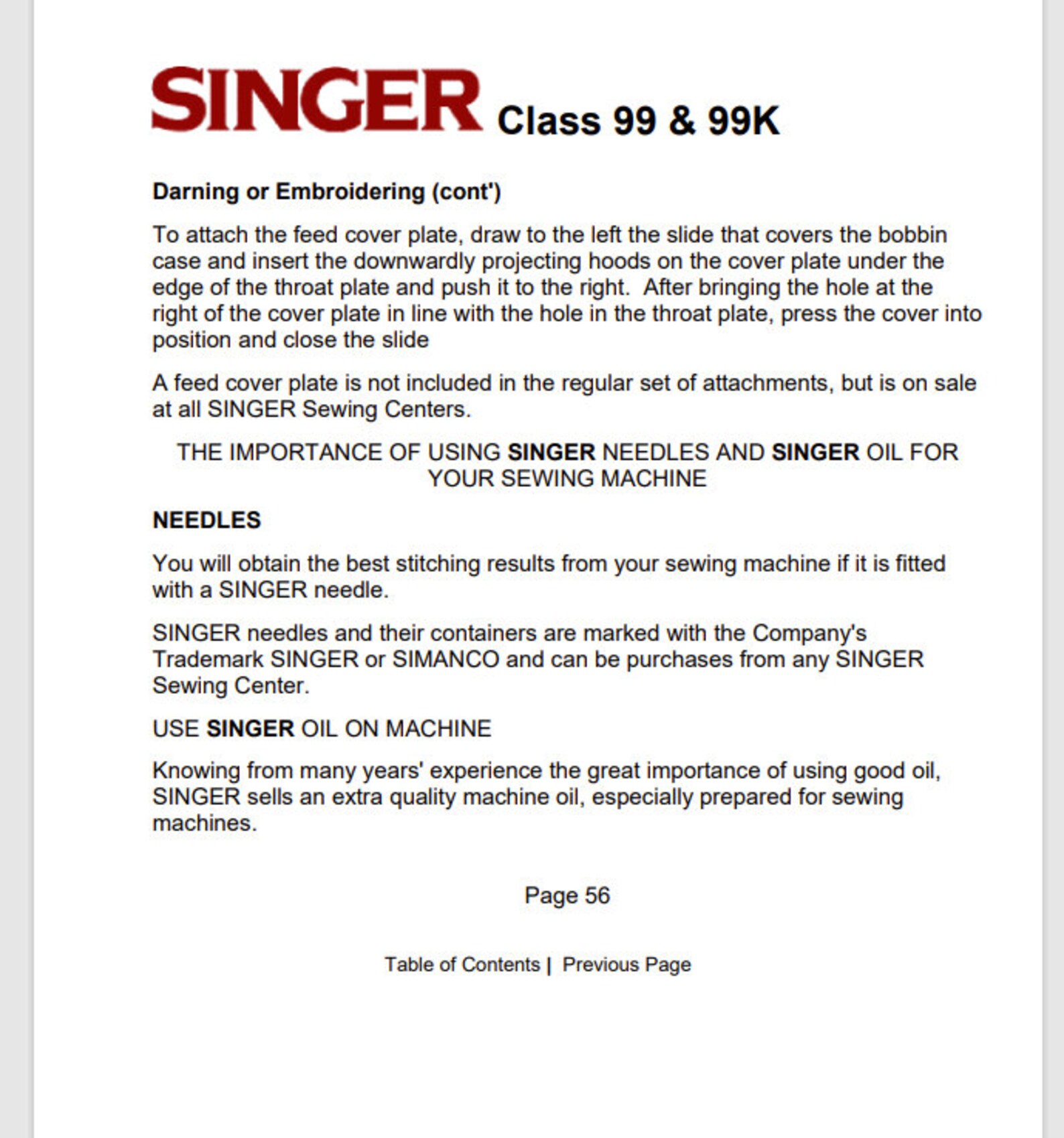 Singer Class 99 and 99K Sewing Machine Digital Manual. PDF Download - Etsy
